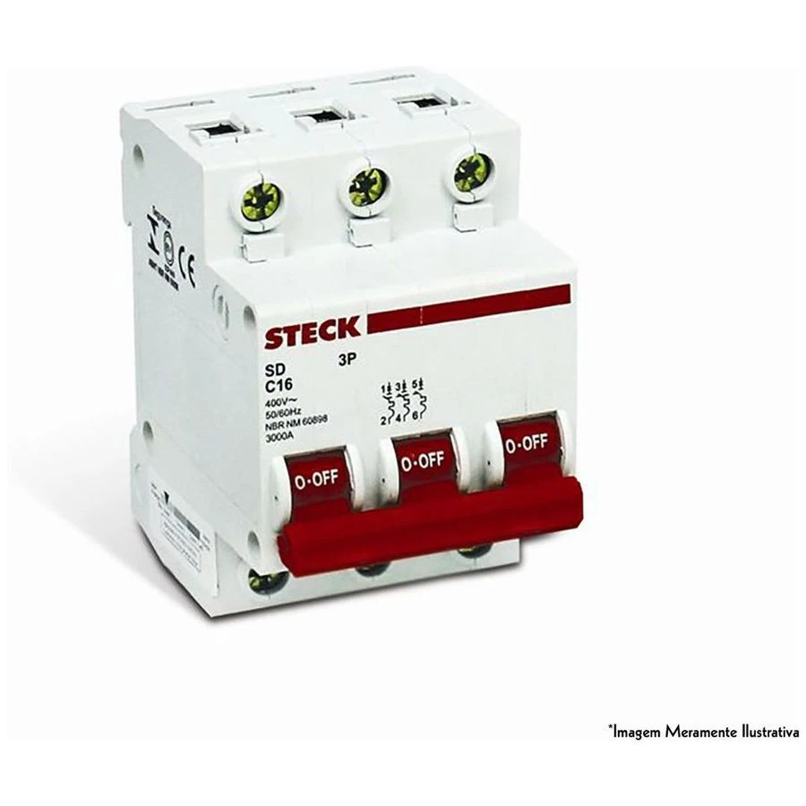 Disjuntor Steck Tripol Serie Sd63 C 63a Curva C 3ka - Kastor