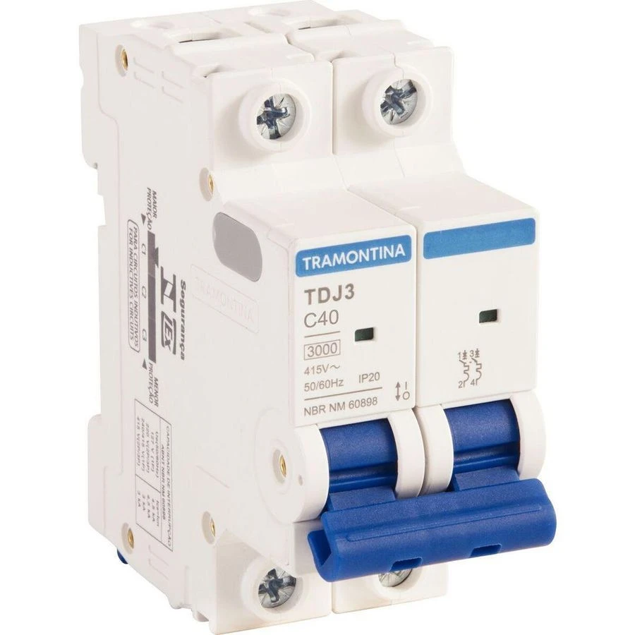 Minidisjuntor Tdj3 2 P 40 a 3 Ka Curva C - Tramontina - Bomagg