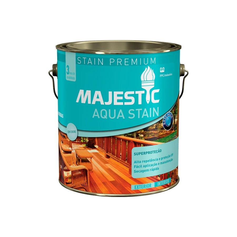 Verniz Majestic Stain Aqua Brilhante Natural - 3,6lt - Shopping da ...