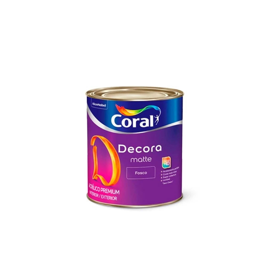 Tinta Acrilica Coral Decora Mate - Branca 800ml - Shopping da Construção