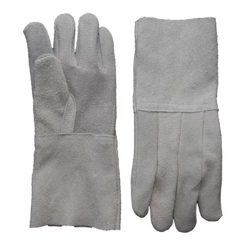 Luva Raspa Couro P15 Epi Segurança Cano Longo Pedreiro Ca - Shopping da ...